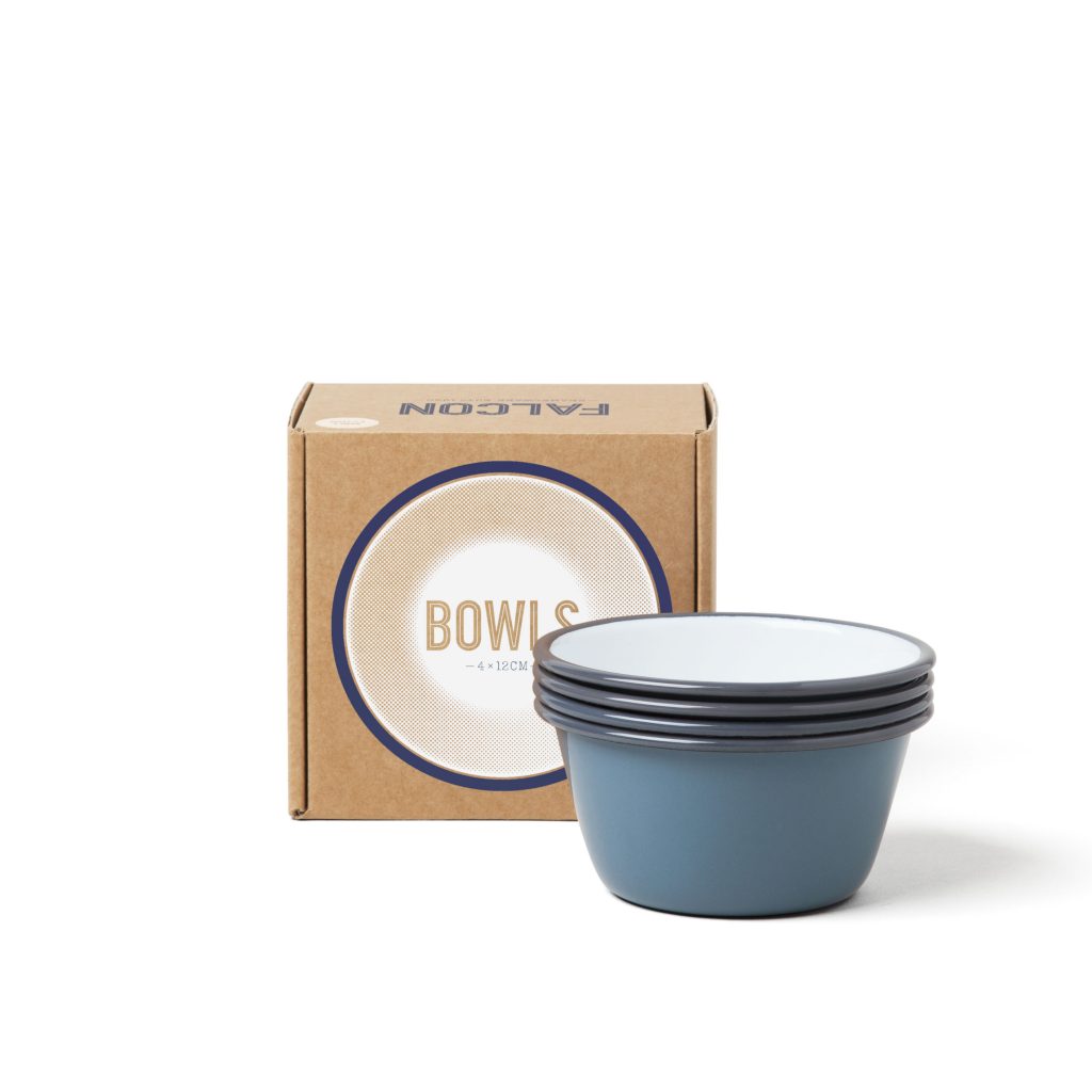 Enamel 12 cm bowls from Falcon, available from le petit jardin